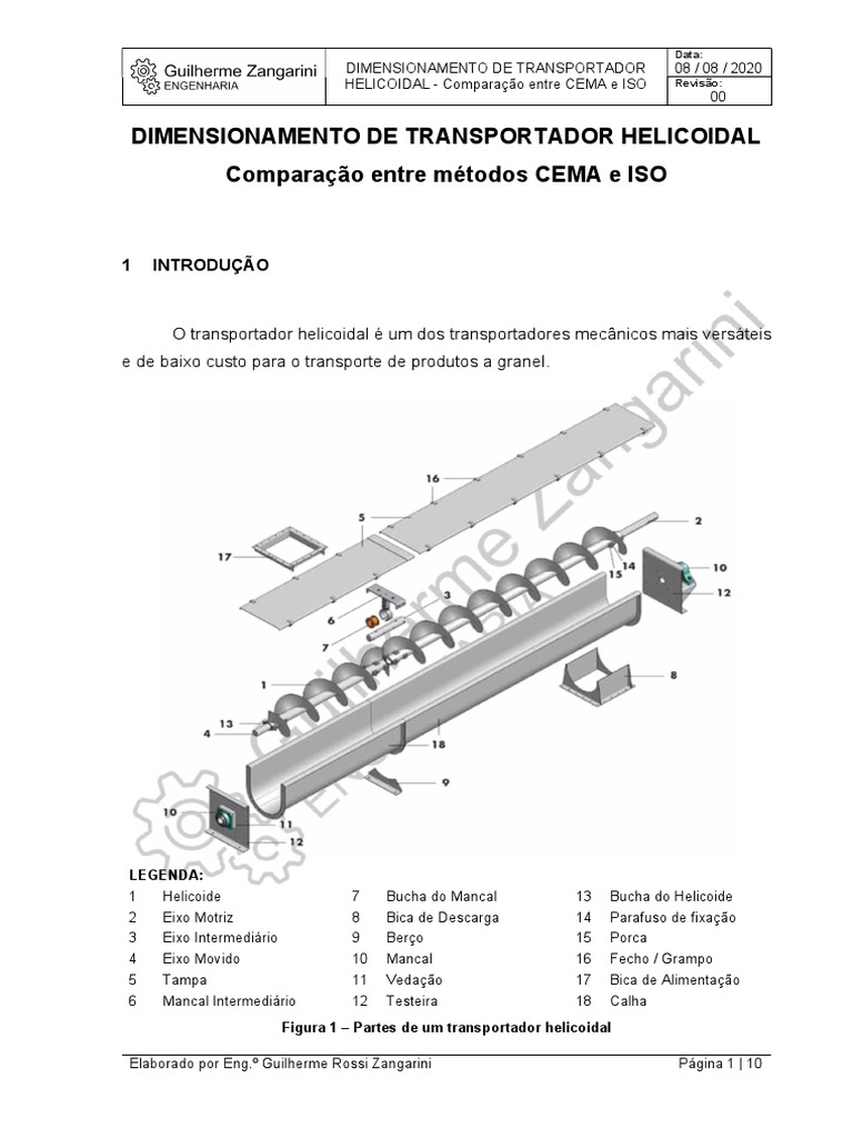 Dimensionamento de Transportador Helicoidal CEMA e ISO 1596887970 | PDF ...