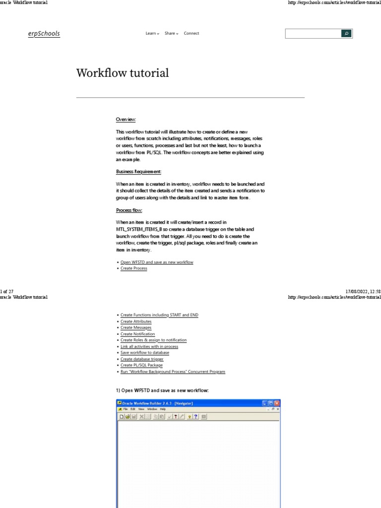 Oracle Workflow Tutorial Pdf Pl Sql Databases