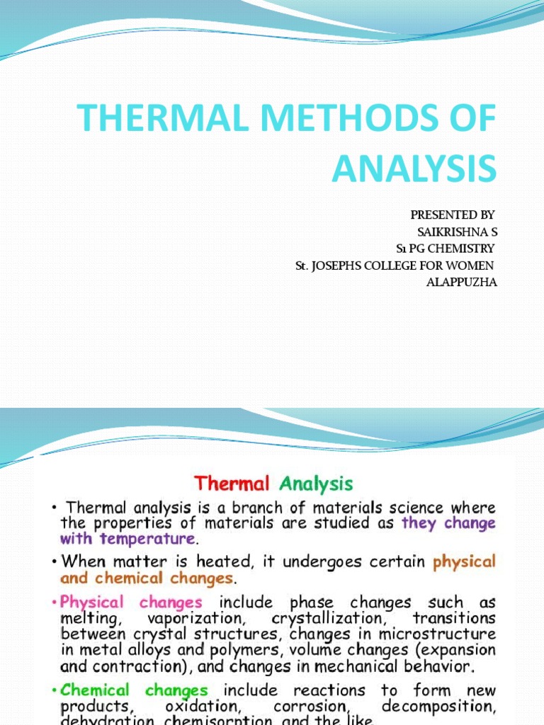 Thermal Methods of Analysis | PDF | Differential Scanning Calorimetry ... Thermal Methods of Analysis | PDF | Differential Scanning Calorimetry ...
