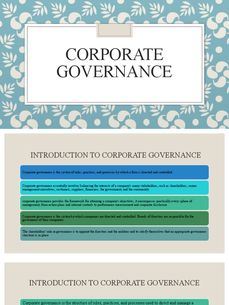 Corporate Governance | PDF | Corporate Governance | Board Of Directors