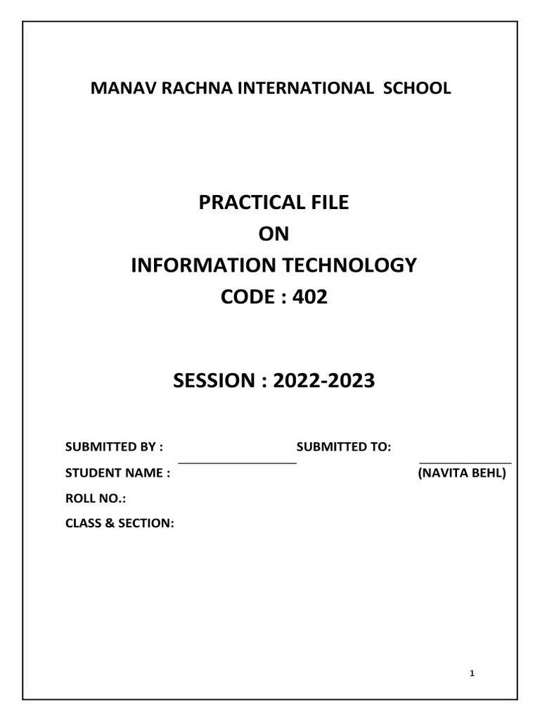 PRACTICAL FILE, Information Technology 402, 2022-23 | PDF | Computing | Information Age