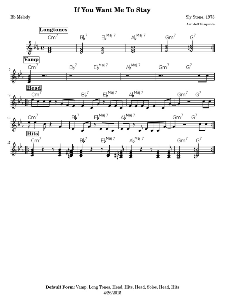 If You Want Me To Stay-melody-Bb-treble Clef-Letter | PDF