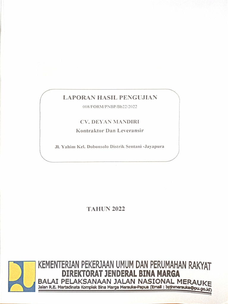 Laporan Hasil Pengujian Cv. Deyan Mandiri 2022 | PDF