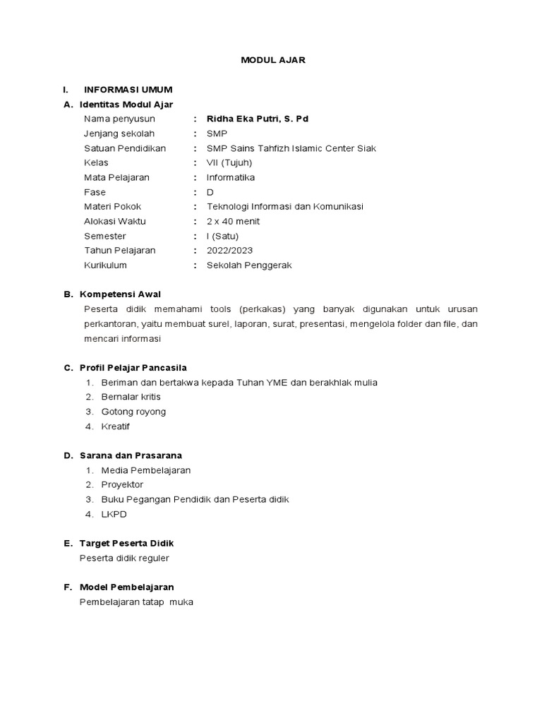 Modul Ajar - Bab 2 Pertemuan 2 | PDF | Karier & Perkembangan