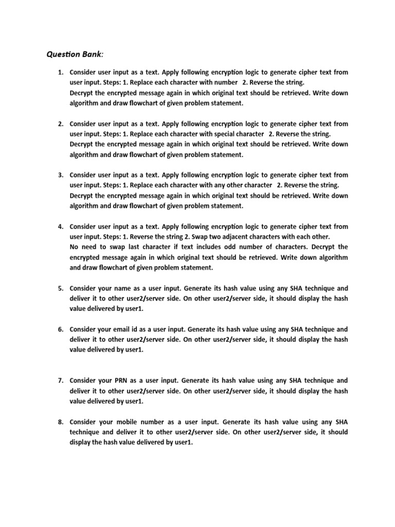 Sem-VII - NS - Practical Exam Question Bank | PDF | Key (Cryptography) | Encryption
