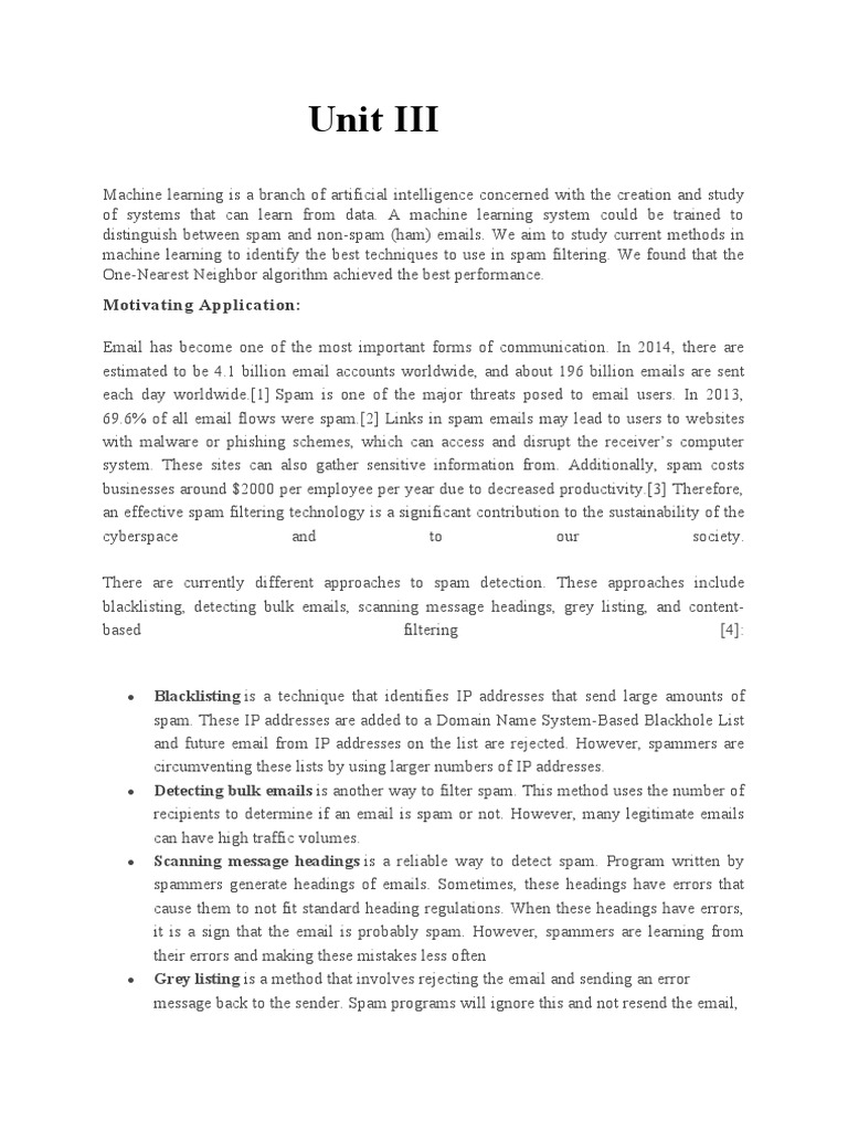 Machine Learning for Spam Filtering | PDF | Statistical Classification ...
