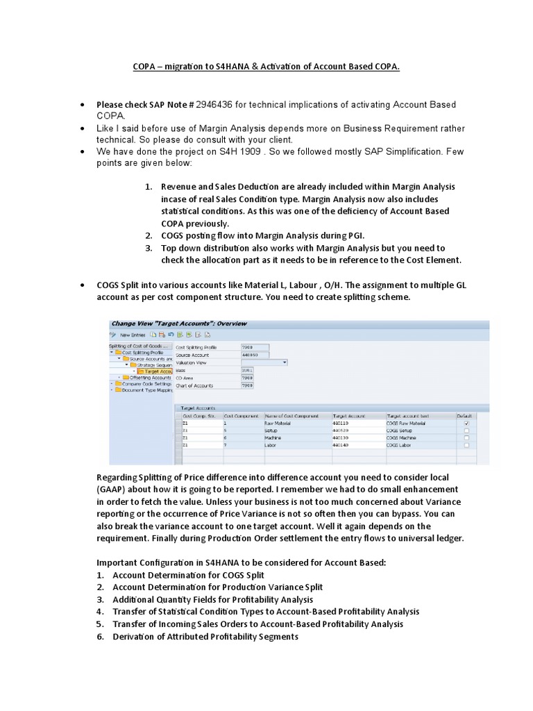 Account-Based COPA Migration in S4HANA | PDF | Cost Of Goods Sold ...