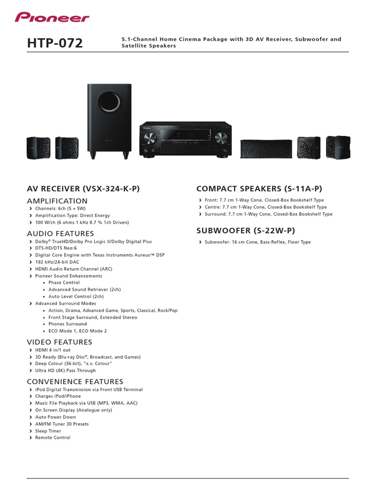 Pioneer vsx-324-k-p-htp072 - Info | PDF | Hdmi | I Pod
