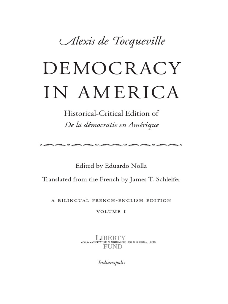 Democracy in America 4 Volume Set by Alexis de Tocqueville | PDF ...