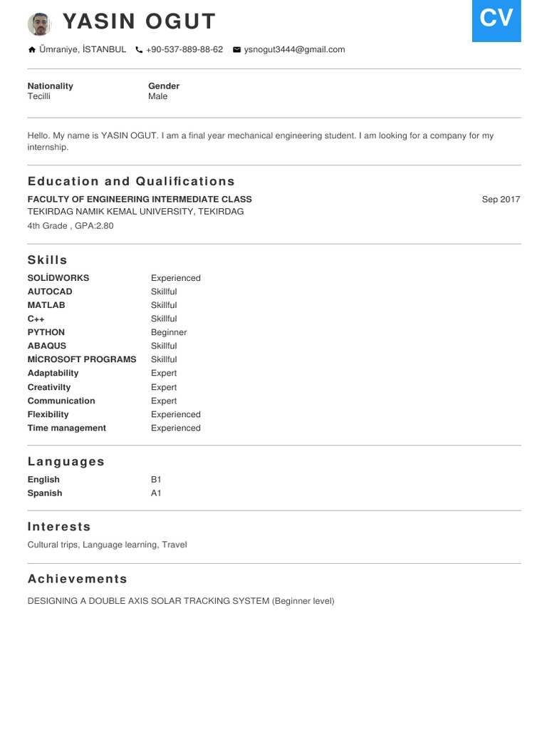 İngilizce CV | PDF