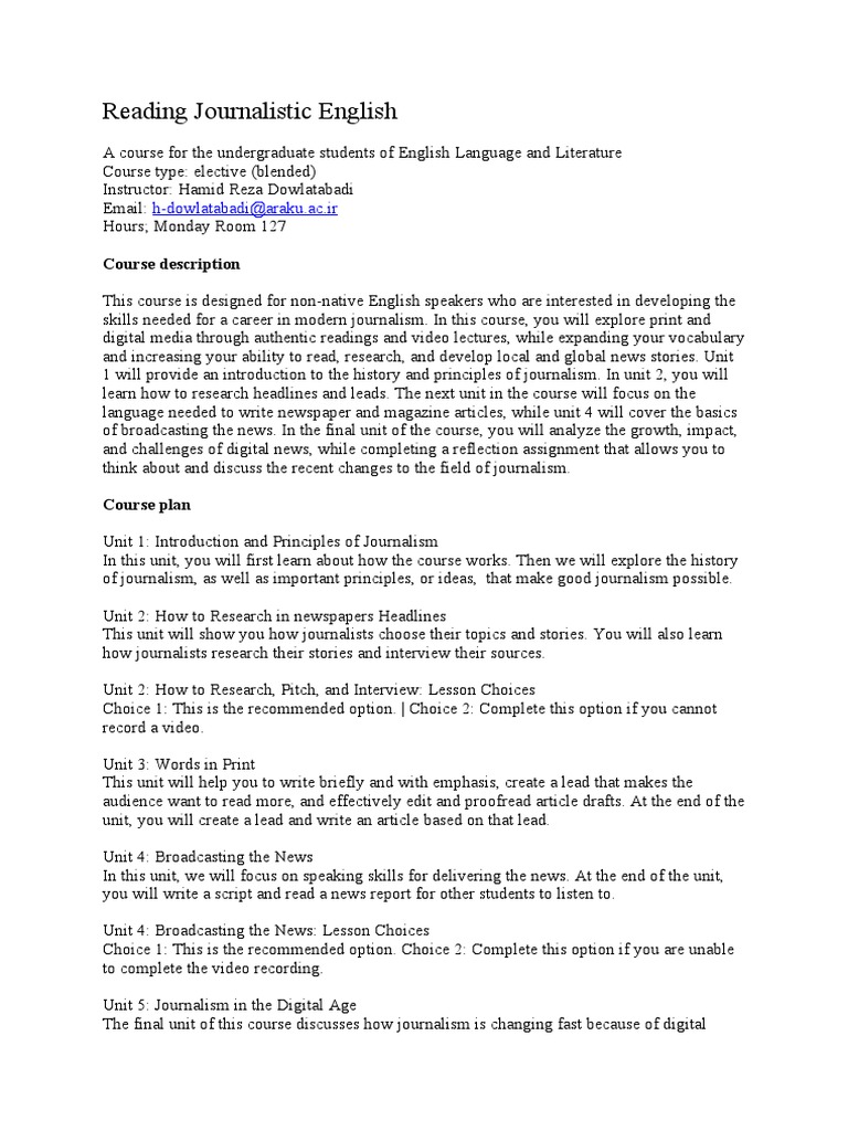 Reading Journalistic English | PDF | Journalism | News