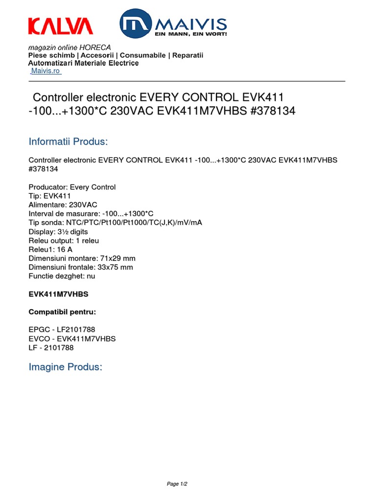 Controller Electronic Every Control Evk411 - 100... 1300c 230vac Evk411m7vhbs 378134 Kalva | PDF