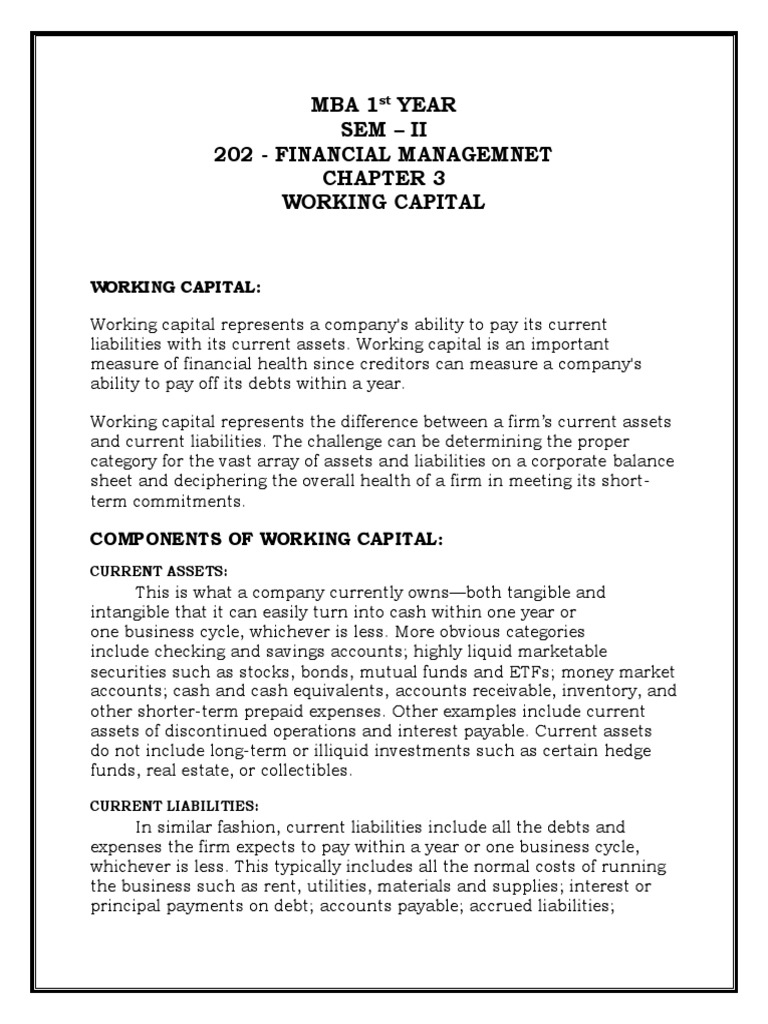 Working Capital Management | PDF | Working Capital | Debits And Credits