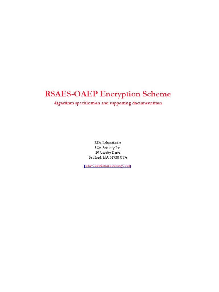 RSA Oaep Spec | PDF | Key (Cryptography) | Public Key Cryptography