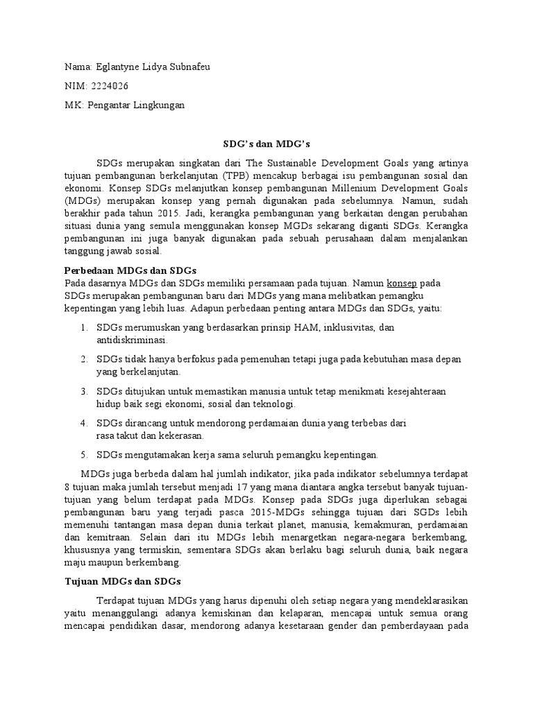 SDGs Dan MDGs | PDF