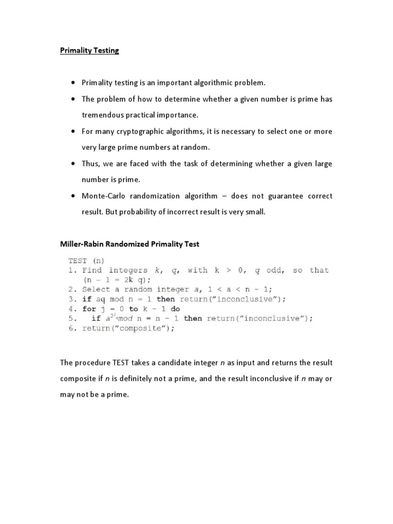 An Efficient Randomized Algorithm For Primality Testing Pdf Prime Number Number Theory
