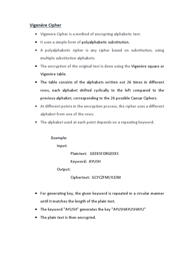 Vigenere Cipher | PDF | Cipher | Secrecy
