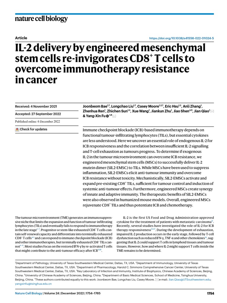 Nature Immunology | PDF | Interleukin 2 | Immunotherapy
