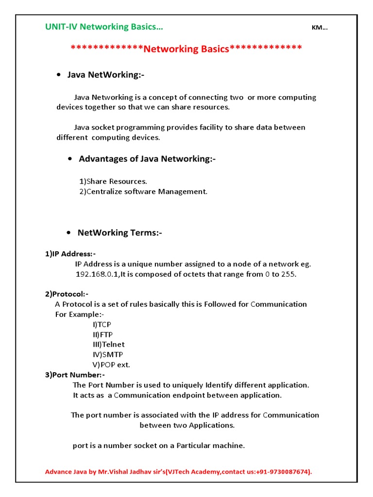 Notes Advance Java | PDF | Port (Computer Networking) | Computer Network