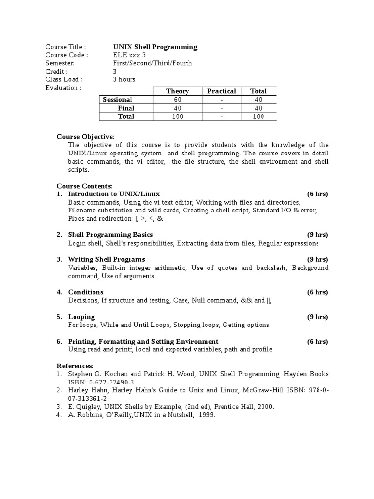 Unix Shell Programming | PDF