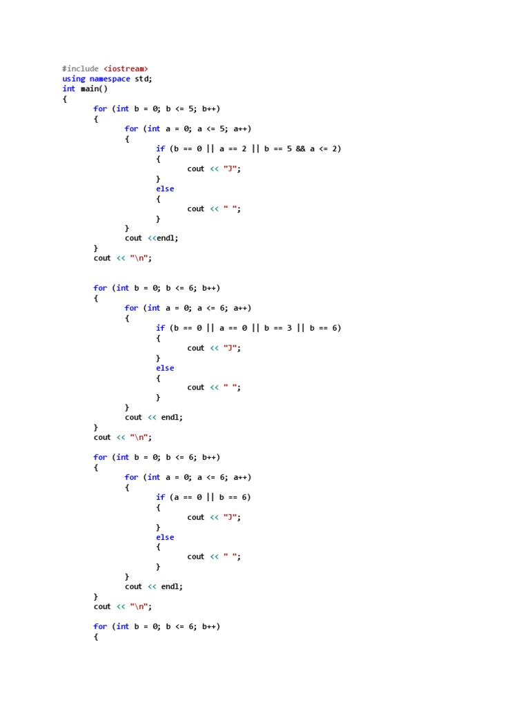 C++ Program for Pattern Printing | PDF | Computers