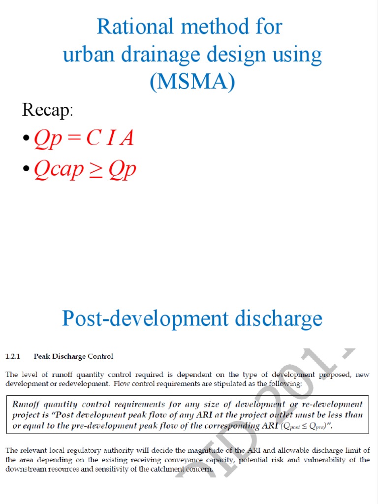 MSMA Rational Method for Drainage Design | PDF | Drainage Basin ...