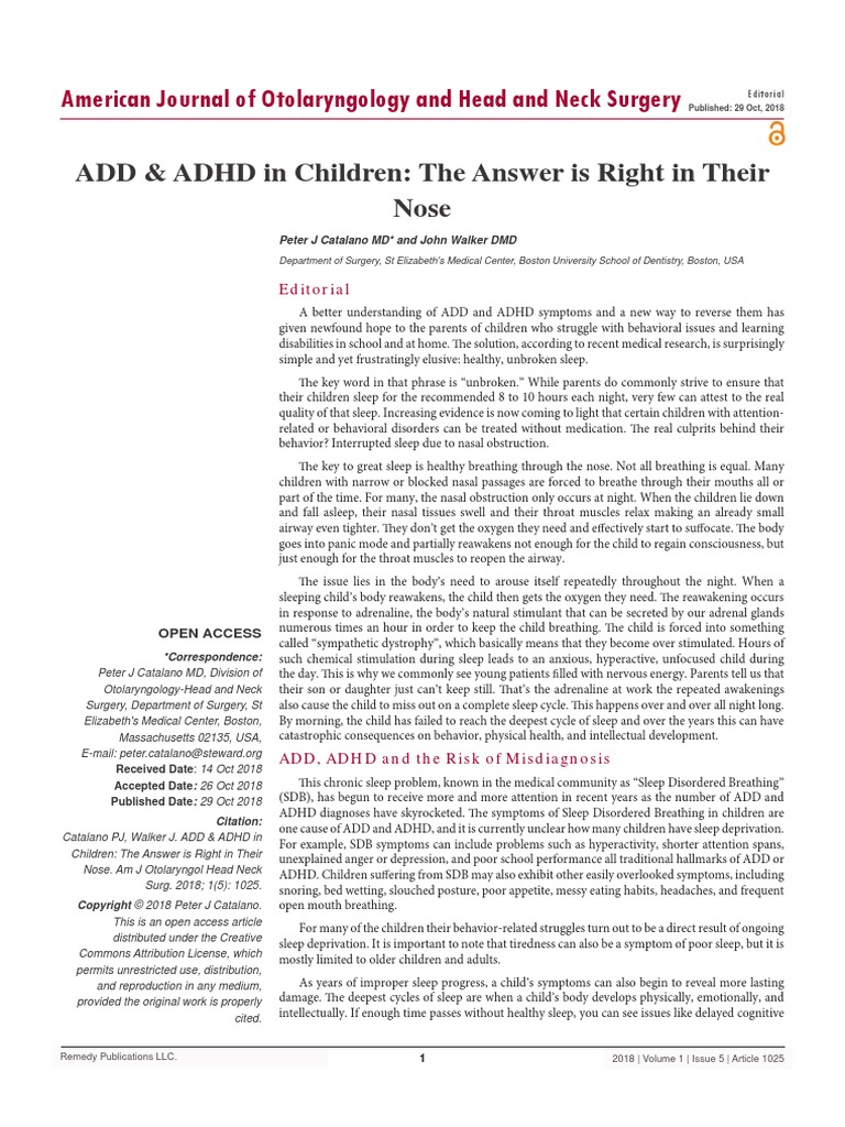 Add Adhd in Children The Answer Is Right in Their Nose | PDF ...
