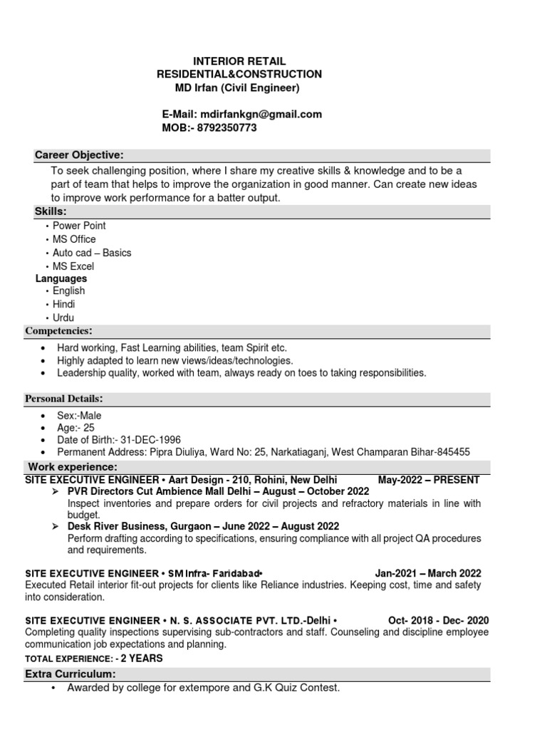 Irfan-Updated Resume | PDF | Engineer