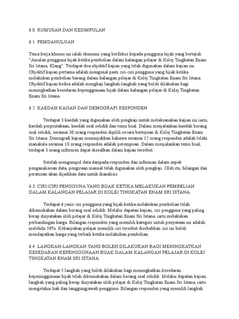 Rumusan Dan Kesimpulan | PDF