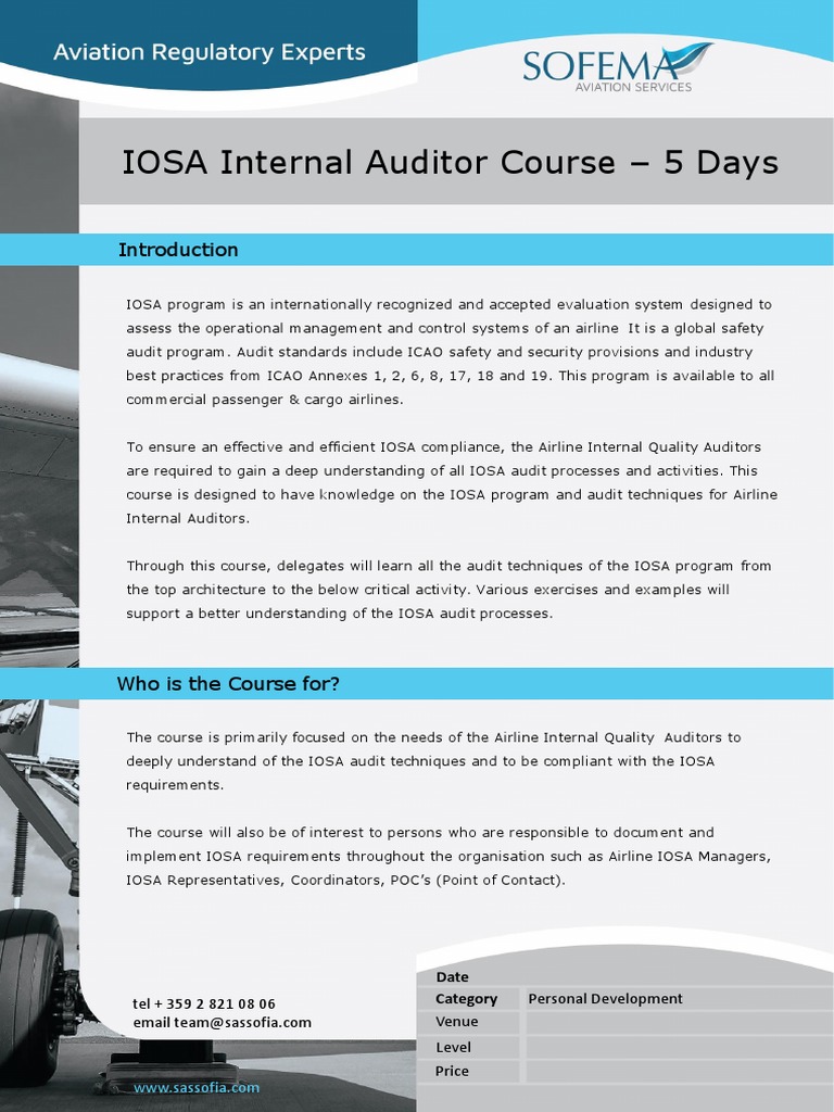 IOSA - Internal - Auditor Course 5days | PDF | Audit | Internal Audit