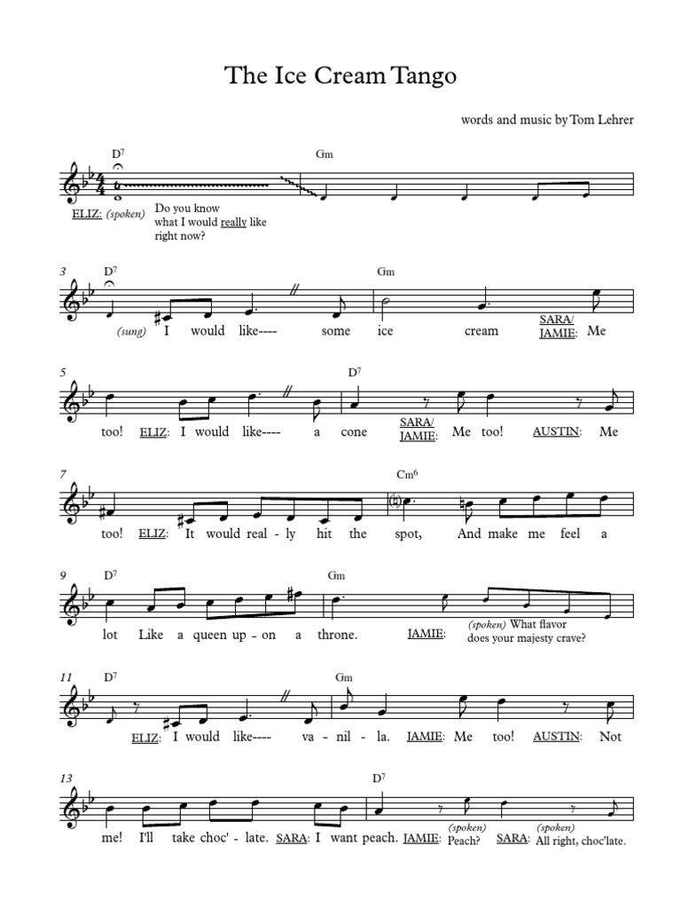 Ice Cream Tango Tom Lehrer | PDF | Elements Of Music | Poetics