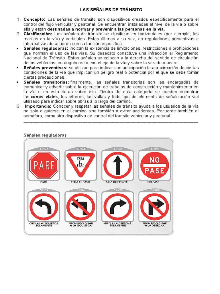 Las Señales de Tránsito | PDF