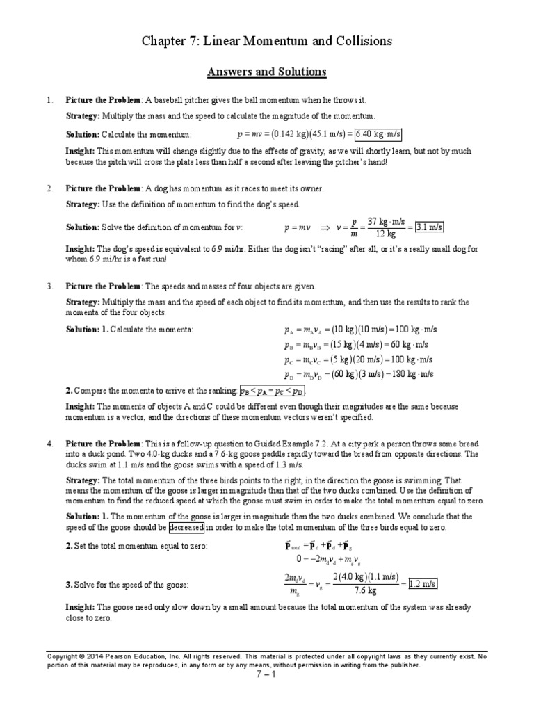 Chapter 7 Linear Momentum and Collisions - Compress | PDF | Momentum ...