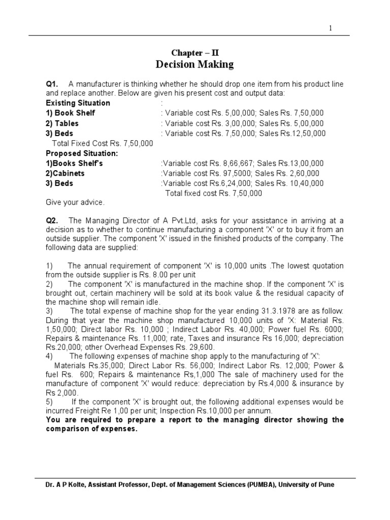 3 Decision Making | PDF | Cost | Labour Economics