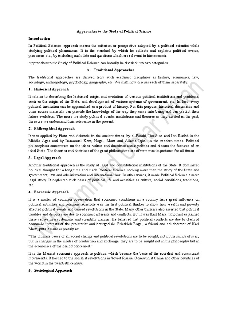 Approaches To The Study of Political Science | PDF | Science ...