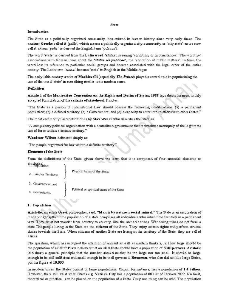 State and Its Elements | PDF | State (Polity) | Sovereign State State and Its Elements | PDF | State (Polity) | Sovereign State