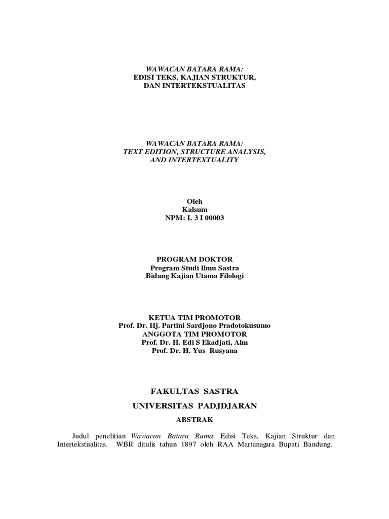 Analisis Wawacan Batara Rama | PDF | Klasik