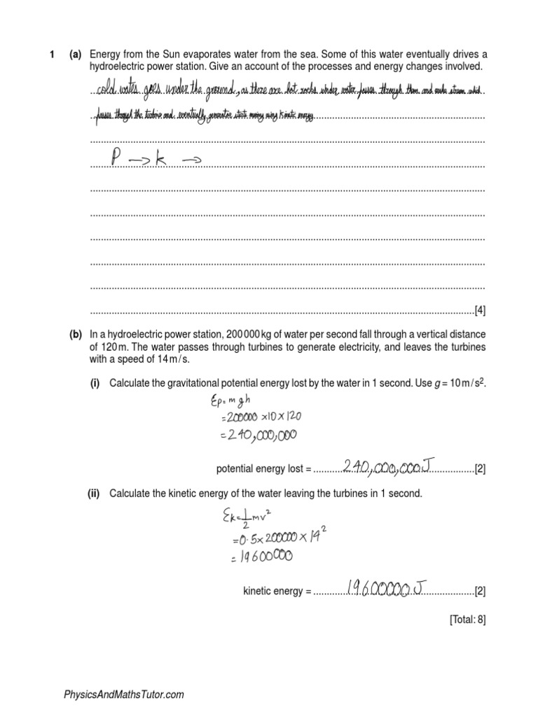 Energy, Work & Power 05 QP | PDF | Potential Energy | Mass