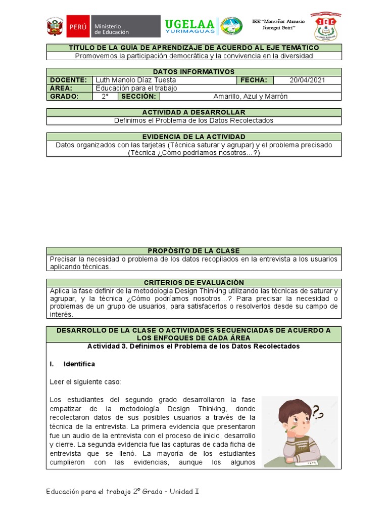 EPT 2° - Experiencia de Aprendizaje 1-Actividad 3 | PDF | Ciencia cognitiva | Aprendizaje