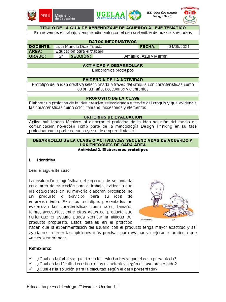 EPT 2° - Experiencia de Aprendizaje 2-Actividad 2 | PDF | Evaluación ...
