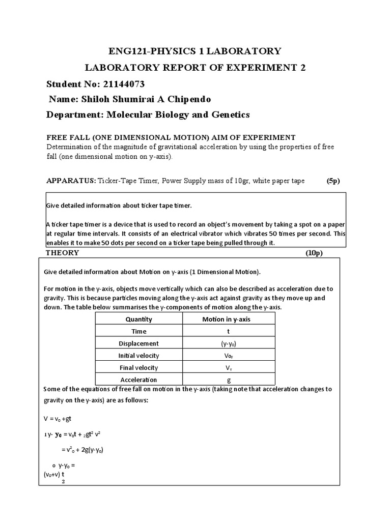 PHYSICS Lab Report of Experiment 2 | PDF | Acceleration | Velocity