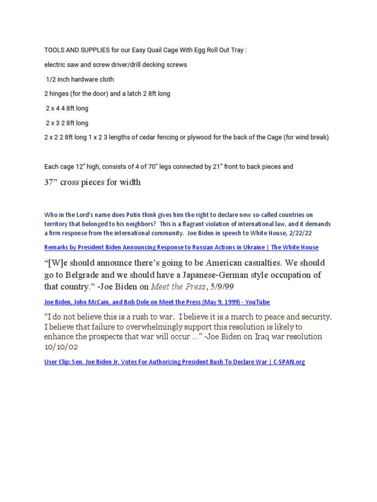 Quail Cage with Egg Roll Out Plans | PDF