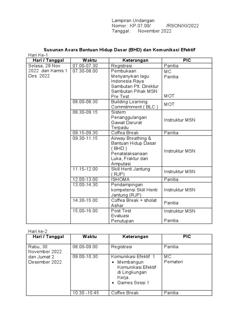 Rundown Acara BHD | PDF