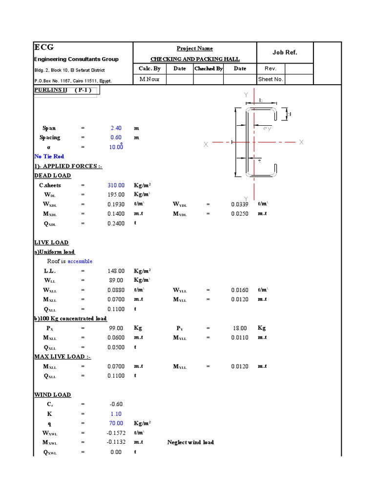 Structural Load Analysis for Packing Hall | PDF | Applied And ...