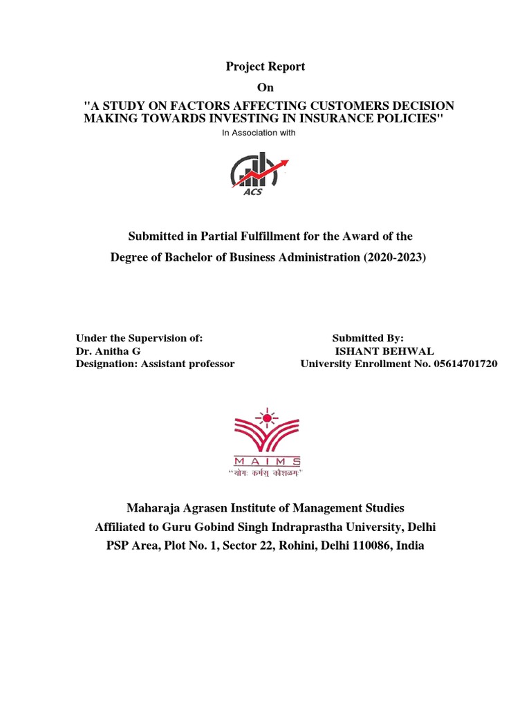 Project Report 1-Newest | PDF | Insurance | Non Bank Financial Institution