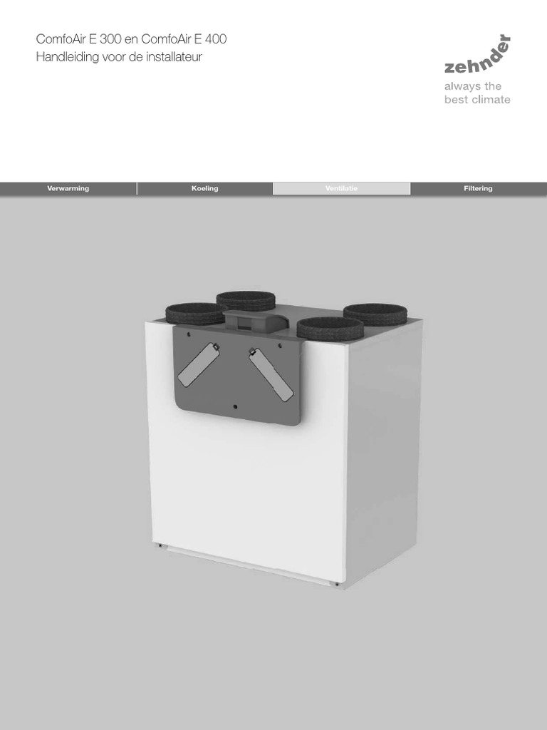Asset Handleiding Installer Zehnder Comfoair e 300 400 | PDF