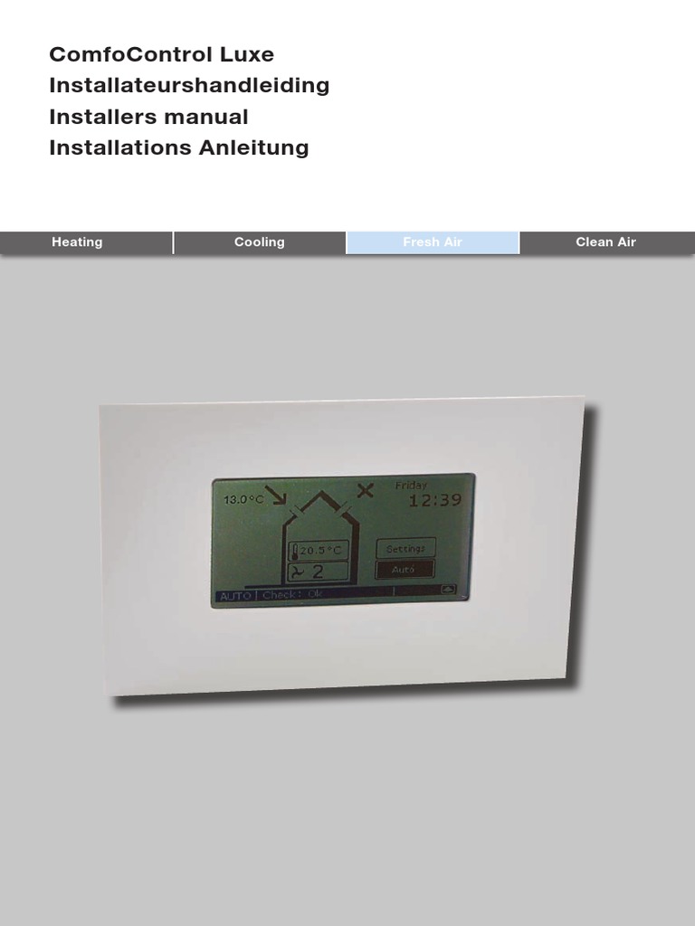 Asset Handleiding Installer Zehnder Comfocontrol Luxe | PDF