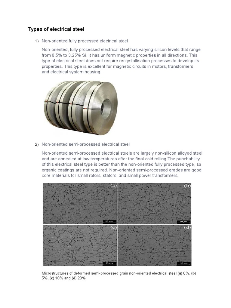 Types and Properties of Electrical Steel | PDF | Electric Motor ...