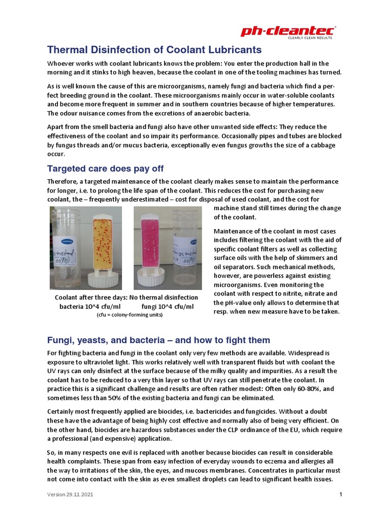 Thermal Disinfection of Coolants - 5 Pages 29.11.2021 | PDF ...