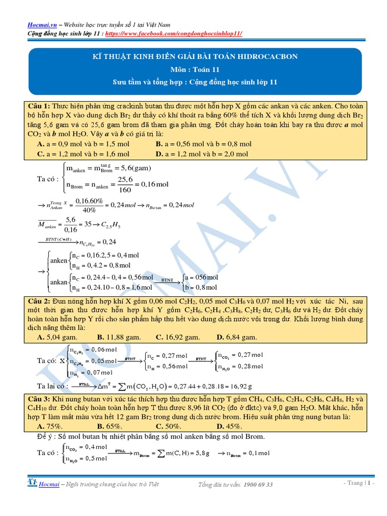 (Kĩ Thuật Kinh Điển) - Kĩ Thuật Kinh Điển Giải Bài Toán Hidrocacbon | PDF